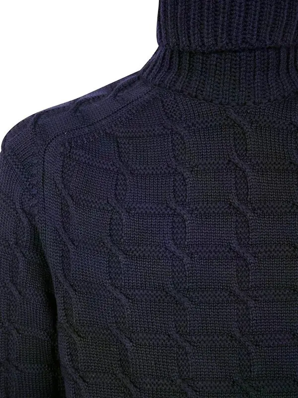 ZANONE Cable-knit Turtleneck Sweater - Blue