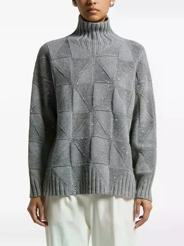 Peserico Geometric-pattern Sequin-embellished Sweater