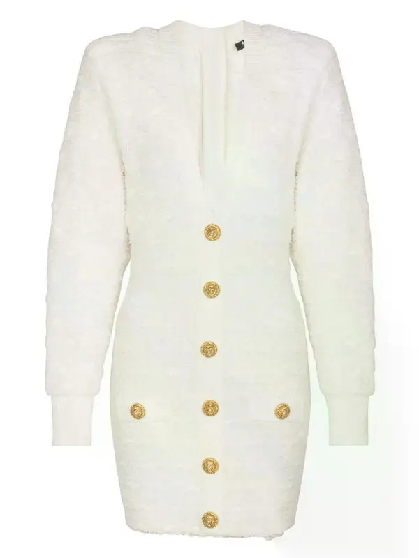 Balmain Tweed Mini Dress With Decorative Buttons - White - 53% Off |  Editorialist
