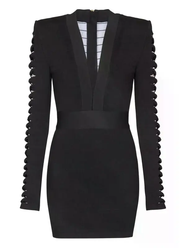 Balmain V-neck Mini Dress With Cut-out Sleeves