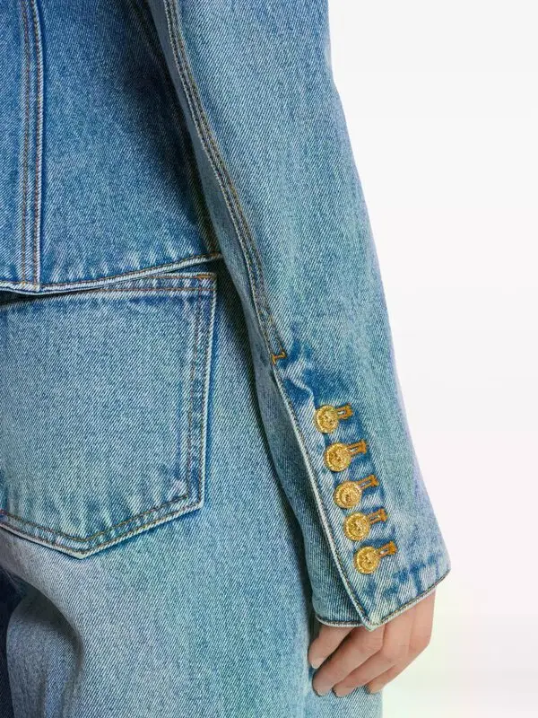 Balmain Padded-shoulder Buttoned Denim Jacket