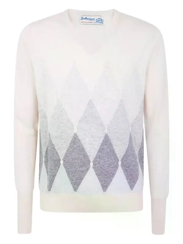 BALLANTYNE Diamond-pattern V-neck Sweater - White