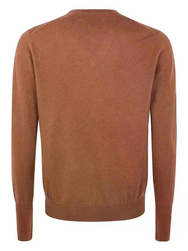BALLANTYNE Diamond-pattern V-neck Sweater - Brown