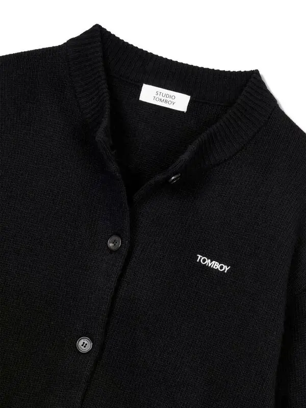 STUDIO TOMBOY Logo-embroidered Button-front Cardigan - Black