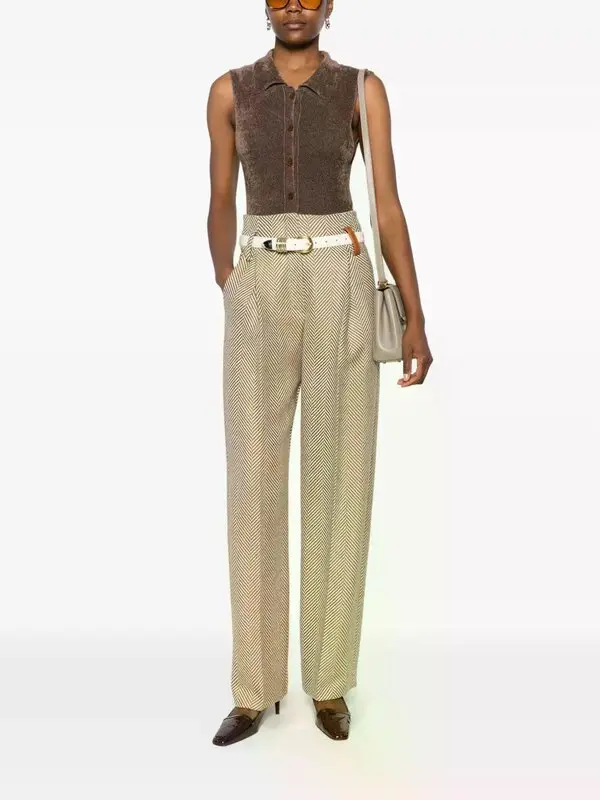 FORTE_FORTE Herringbone Pleated Trousers