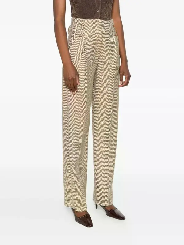 FORTE_FORTE Herringbone Pleated Trousers