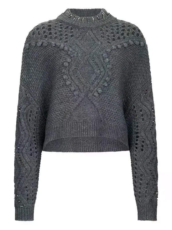 Liu Jo Embellished Openwork-knit Sweater