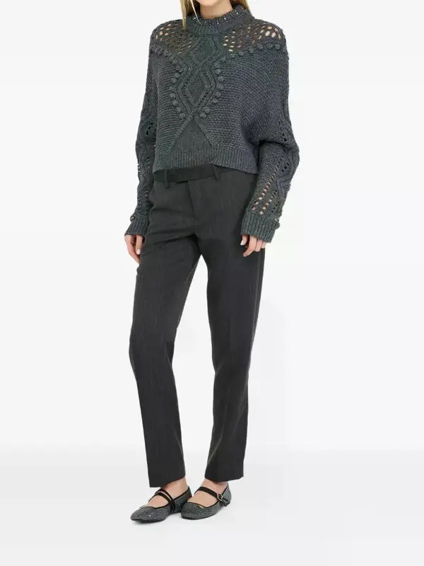 Liu Jo Embellished Openwork-knit Sweater
