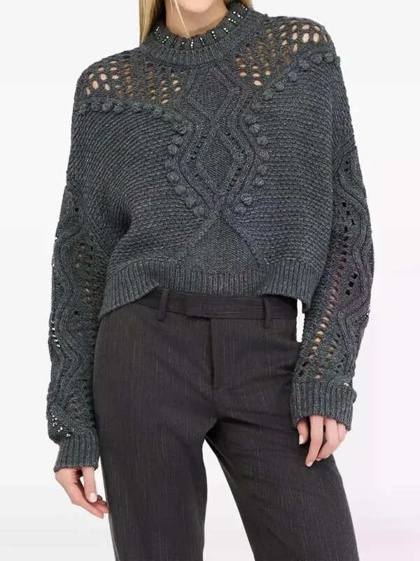 Liu Jo Embellished Openwork-knit Sweater