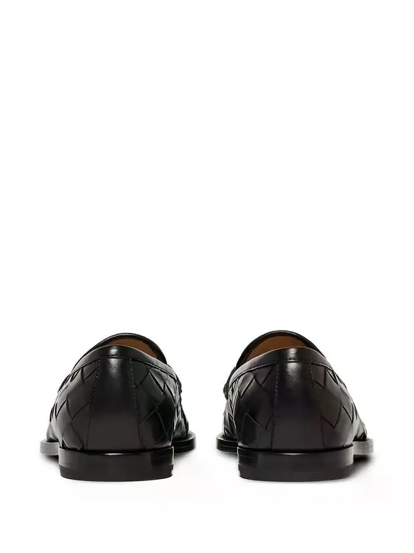 SCAROSSO Woven-leather Loafers - Black