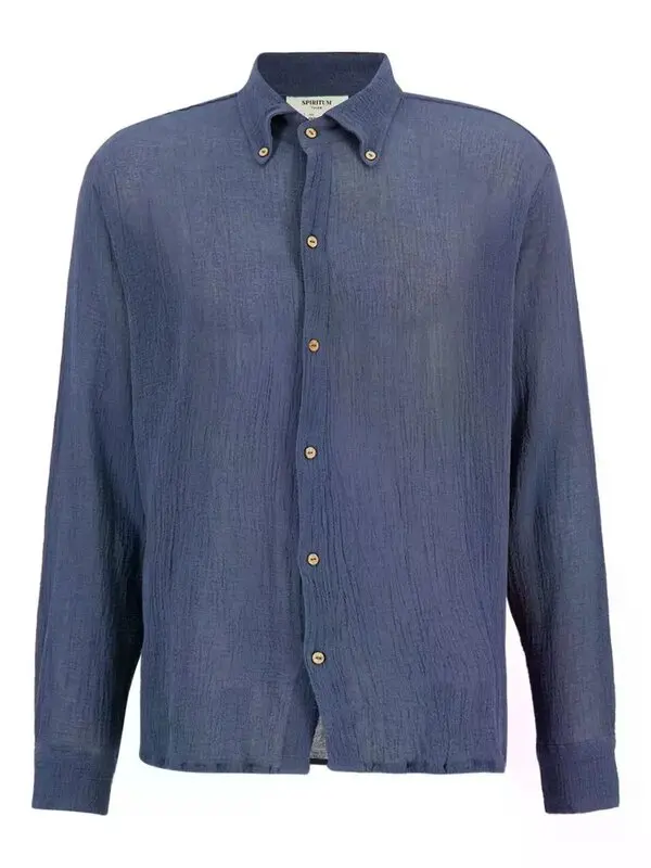 Spiritum Tulum Button-down Cotton-gauze Shirt - Blue