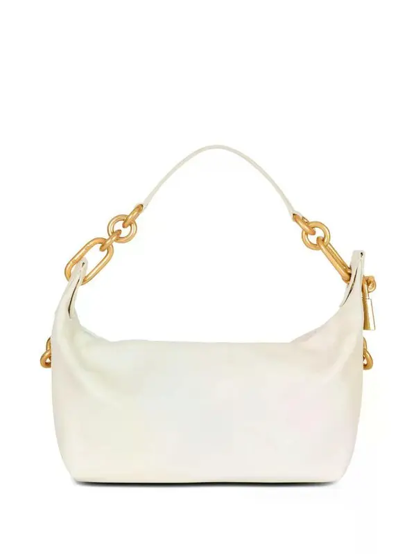 Balmain Medium Leather Shoulder Bag - White