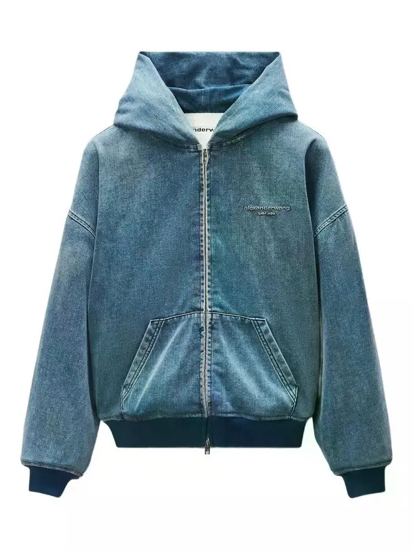 Alexander Wang Hooded Zip-up Denim Jacket