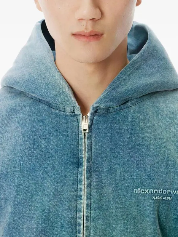 Alexander Wang Hooded Zip-up Denim Jacket