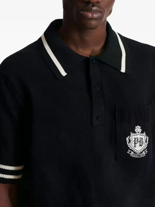 Balmain Emblem-logo Knit Polo Shirt
