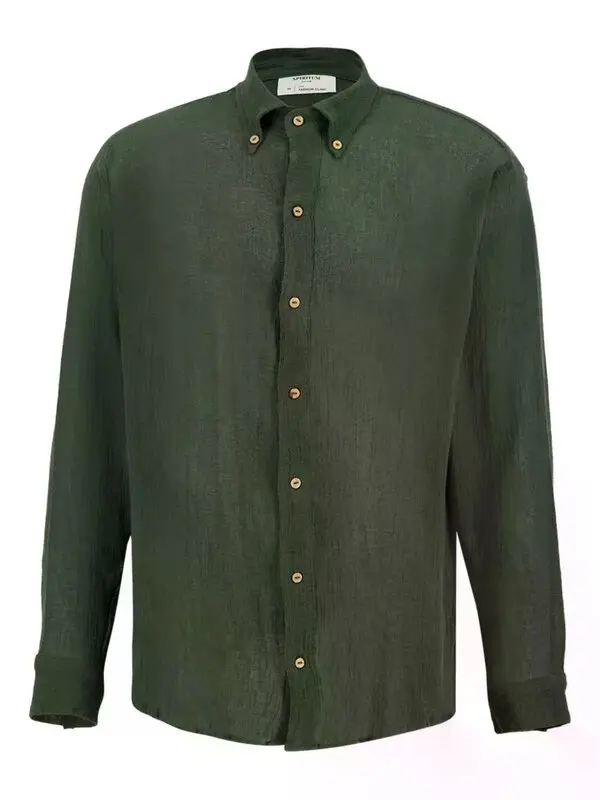 Spiritum Tulum Button-down Collar Cotton-gauze Shirt - Green