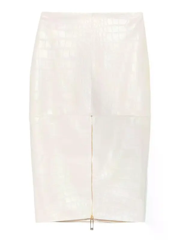 Elisabetta Franchi Crocodile-effect Pencil Skirt - Neutrals