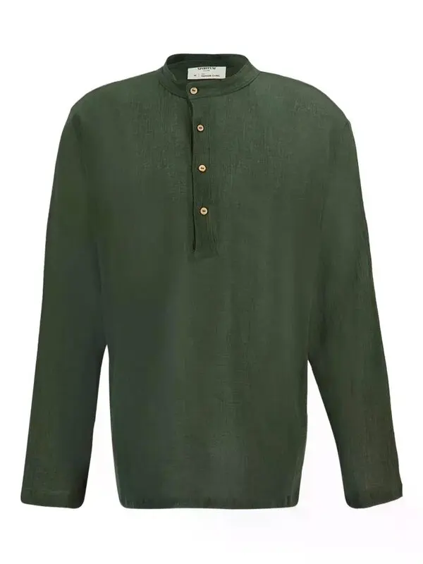 Spiritum Tulum Button-down Cotton-gauze Shirt - Green