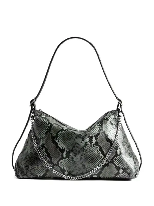 Zadig&Voltaire Jim Wild Python-effect Shoulder Bag - Grey