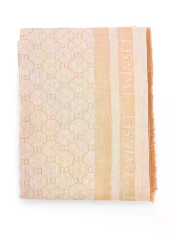 TWINSET Geometric-pattern Logo Scarf - Neutrals