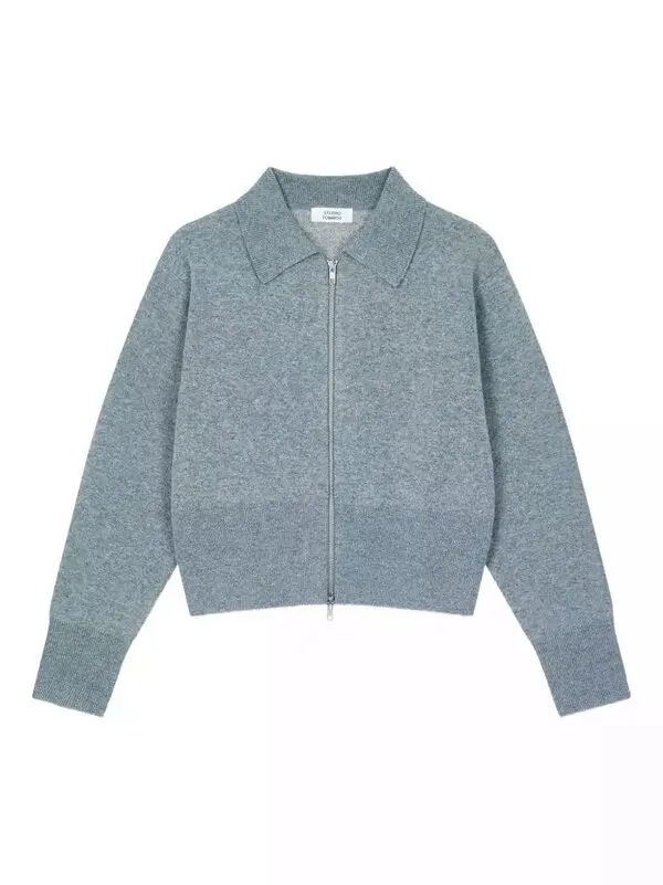 STUDIO TOMBOY Zip-front Polo-neck Cardigan - Grey