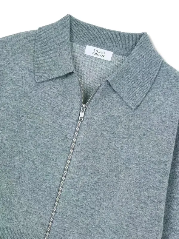 STUDIO TOMBOY Zip-front Polo-neck Cardigan - Grey