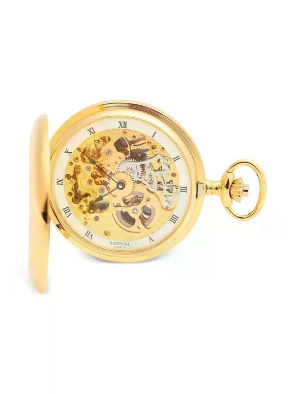 RAPPORT LONDON Skeleton Double Hunter Pocket Watch - Gold