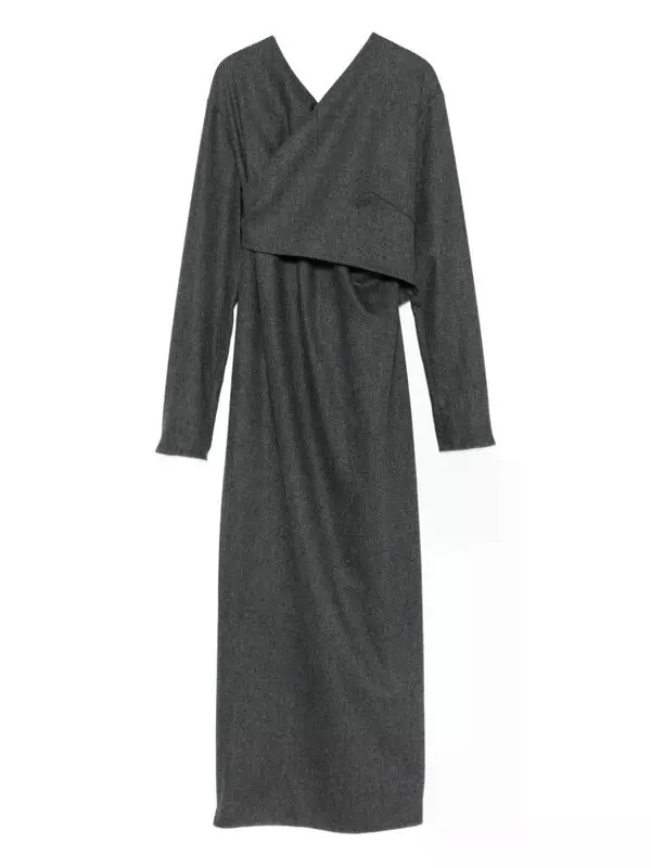 Khaite Cross-neck Wrap Dress - Grey