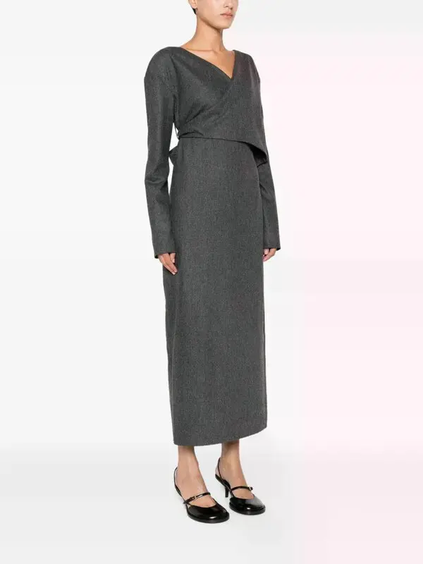 Khaite Cross-neck Wrap Dress - Grey