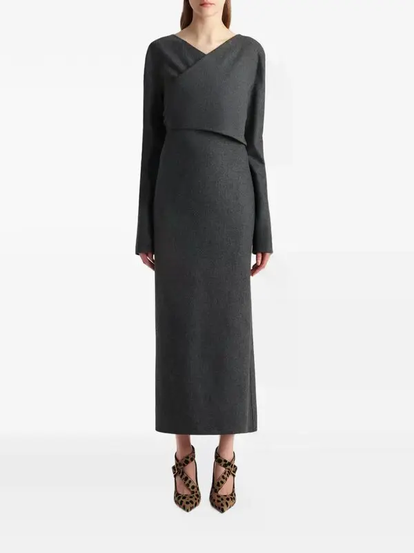Khaite Cross-neck Wrap Dress - Grey