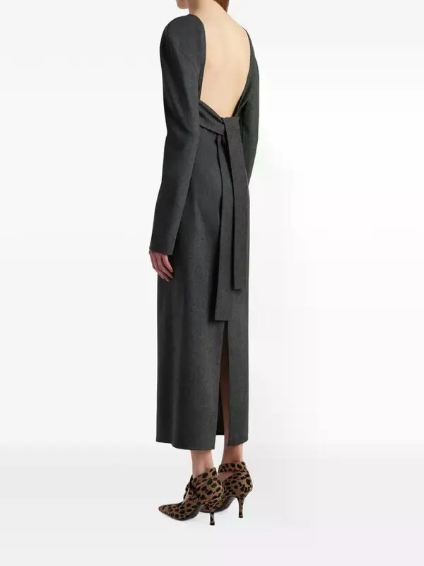 Khaite Cross-neck Wrap Dress - Grey