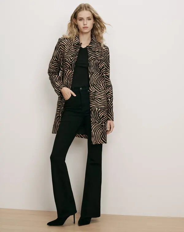 Veronica Beard Shelley Leopard Print Calf Hair Coat