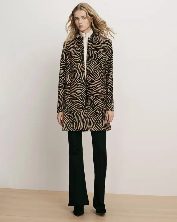 Veronica Beard Shelley Leopard Print Calf Hair Coat