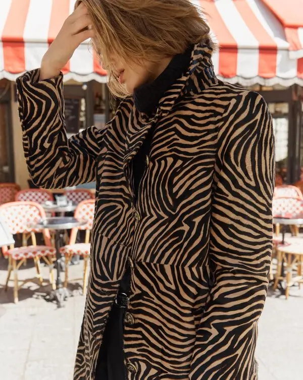 Veronica Beard Shelley Leopard Print Calf Hair Coat