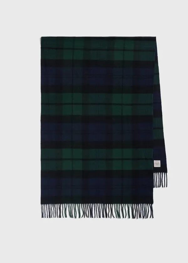 TOTEME Checked Cashmere Scarf Midnight/green - Midnight-green