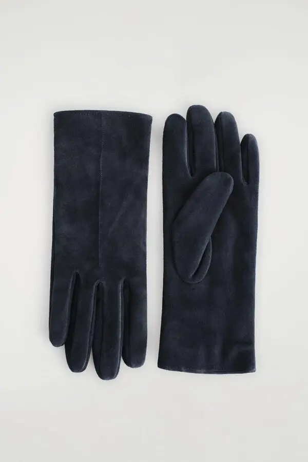 Cos Cashmere-lined Suede Gloves - Navy