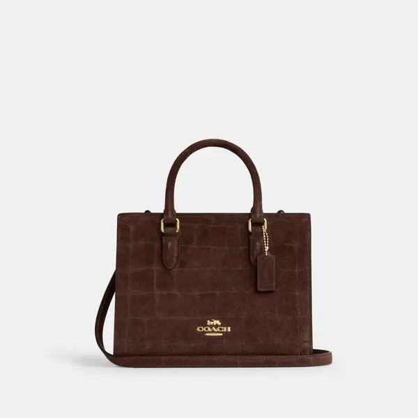 COACH® Maggie Small Tote Bag - Embossed Crocodile/gold/maple