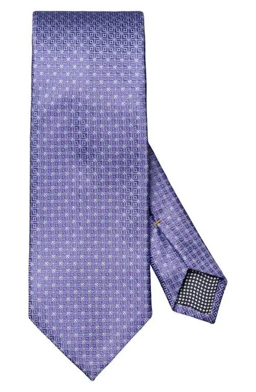 Eton Geometric Pattern Silk Jacquard Neck Tie - Medium Purple