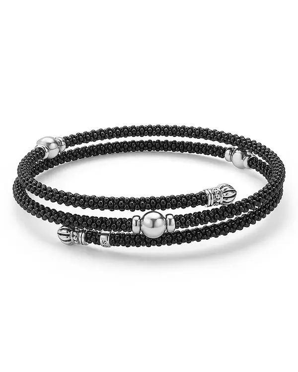 Lagos Sterling Silver Black Caviar Ceramic Beaded Wrap Bracelet - Black/silver
