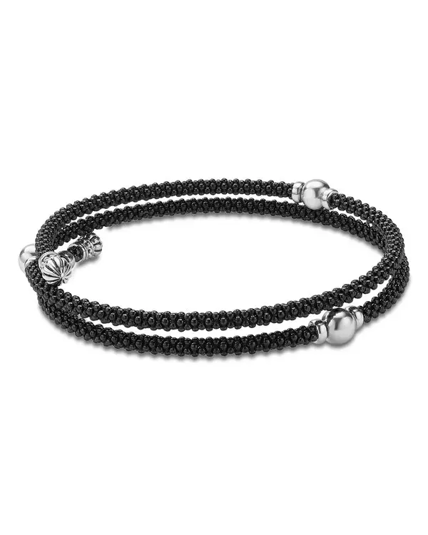 Lagos Sterling Silver Black Caviar Ceramic Beaded Wrap Bracelet