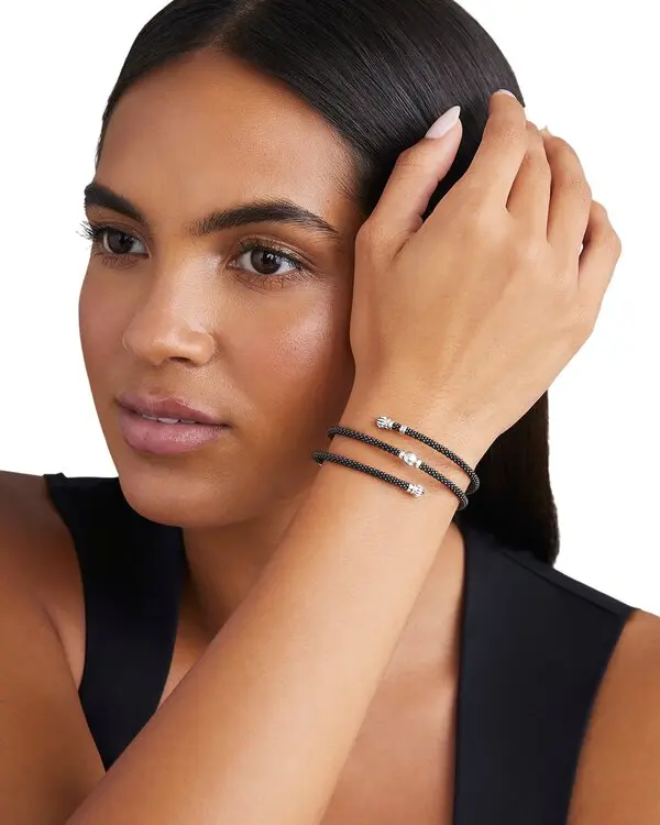 Lagos Sterling Silver Black Caviar Ceramic Beaded Wrap Bracelet