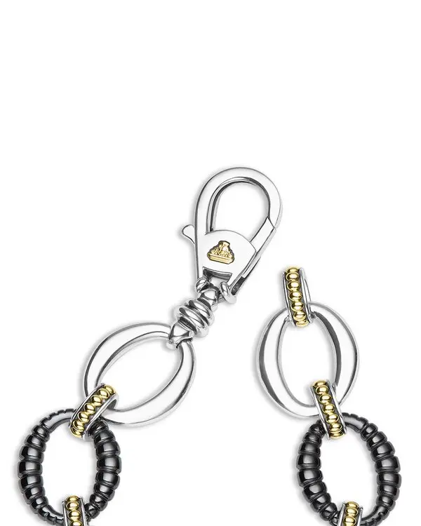 Lagos Two-tone Ceramic Link Bracelet - Silver