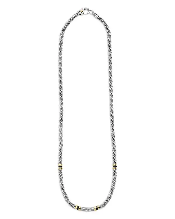 Lagos 18k Yellow Gold, Sterling Diamond, And Black Ceramic Collar Necklace - Silver