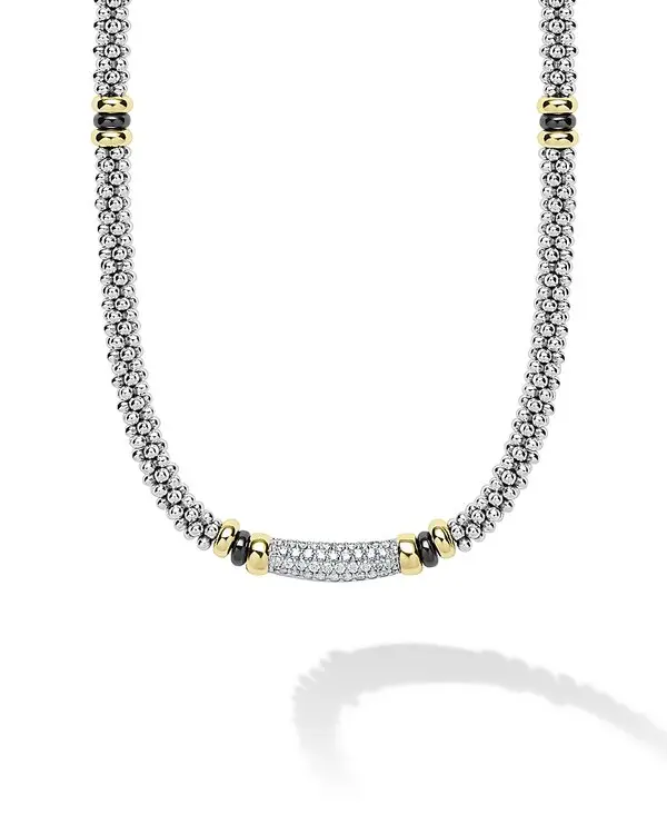 Lagos 18k Yellow Gold, Sterling Diamond And Ceramic Collar Necklace - Silver