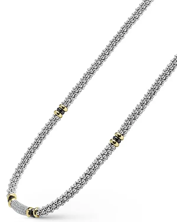 Lagos 18k Yellow Gold, Sterling Diamond And Ceramic Collar Necklace - Silver
