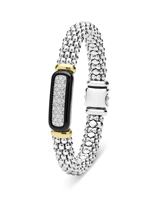 Lagos 18k Yellow Gold & Sterling Diamond And Ceramic Cluster Bracelet - Silver
