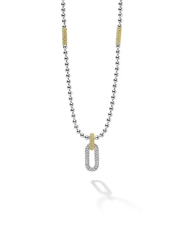 Lagos 18k Yellow Gold & Sterling Diamond Pendant Necklace - Silver