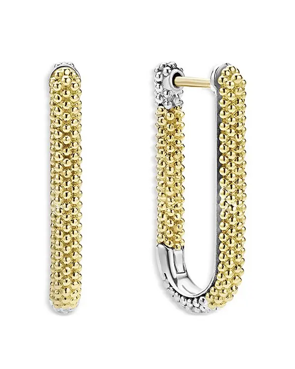 Lagos 18k Yellow & Sterling Silver Caviar Lux Hoop Earrings - Gold