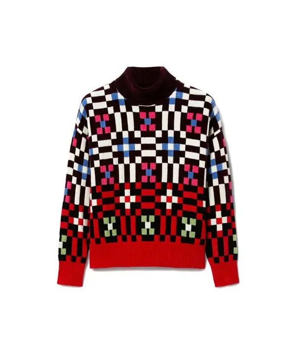 La DoubleJ Printed Turtleneck Sweater