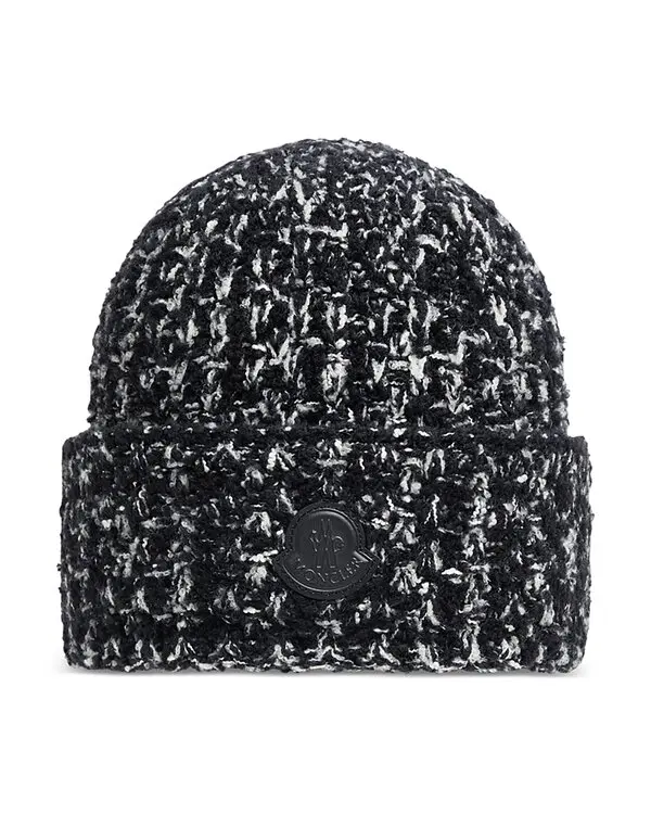 Moncler Wool Blend Logo Patch Beanie - Dark Grey